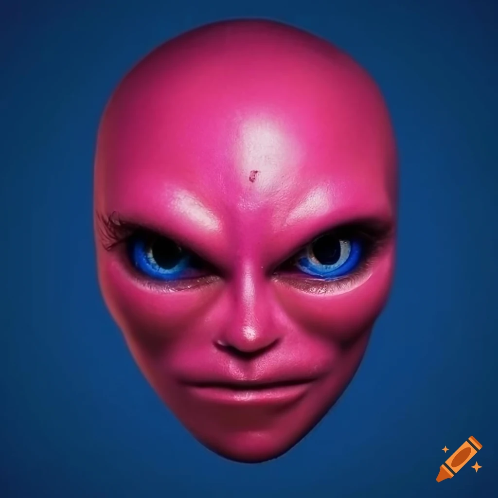 Portrait of a strikingly beautiful alien with pink hair and vibrant ...