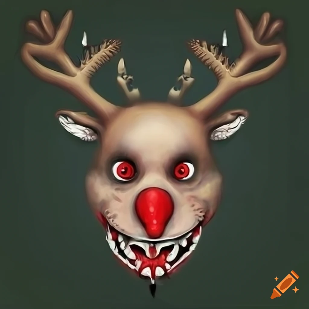 Surreal artwork of rudolph with sharp teeth on Craiyon