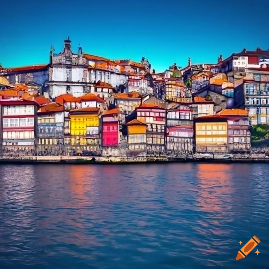 Stunning view of colorful houses and cobblestone streets in porto ...