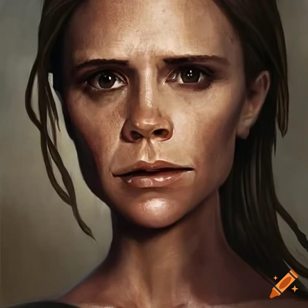 Hyperrealistic portrait of Victoria Beckham as a medieval peasant on ...