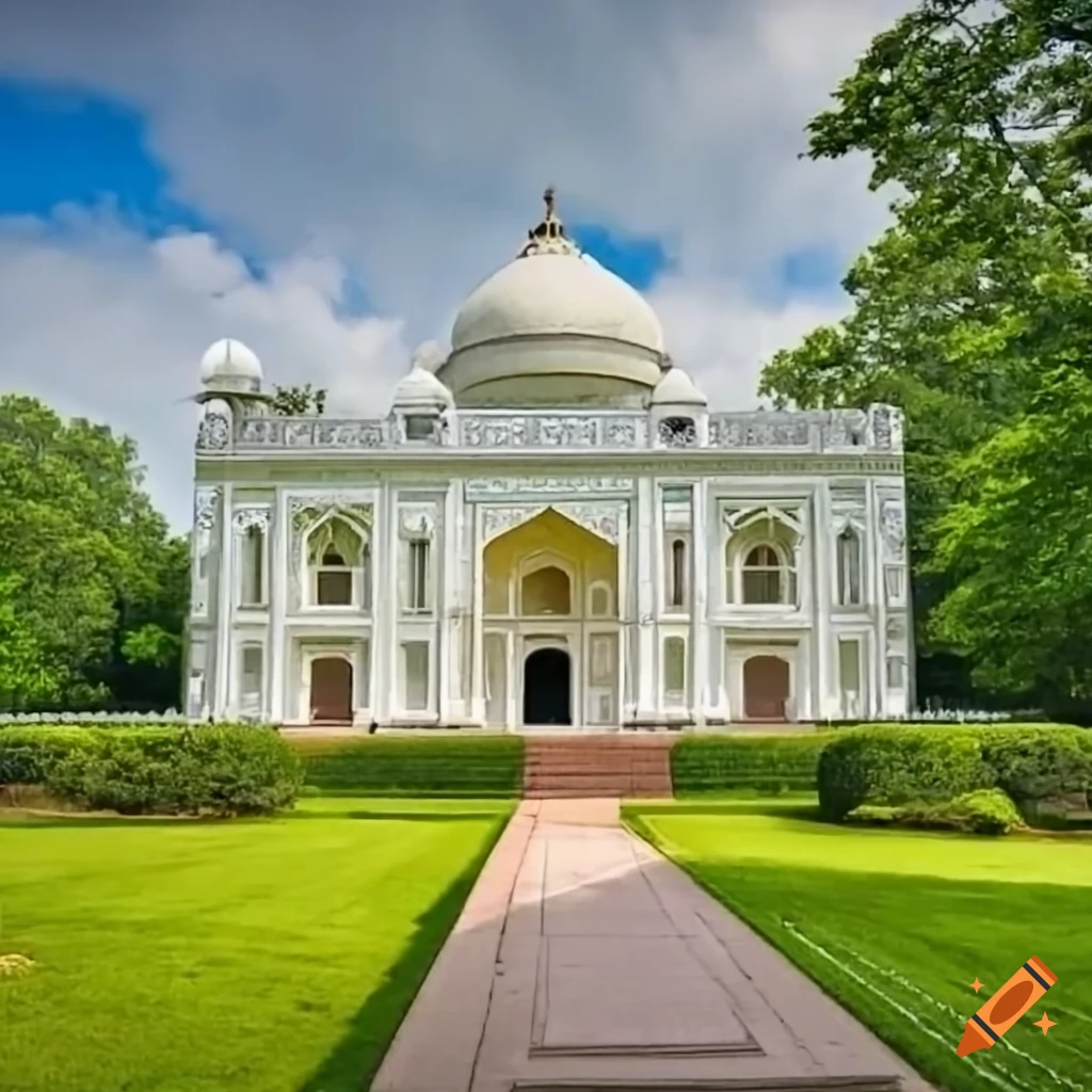 Front view of mughal mahal white house whitemarsh lynnewood on Craiyon