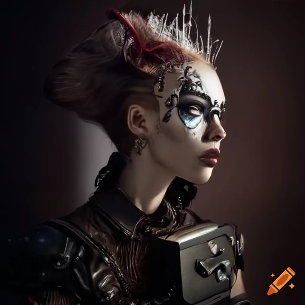 Steampunk-style tech dystopia photograph on Craiyon