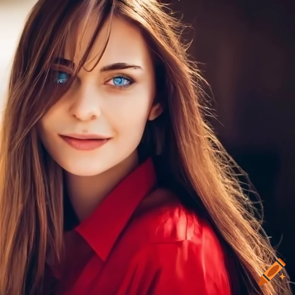Portrait of a smiling young woman with long brown hair