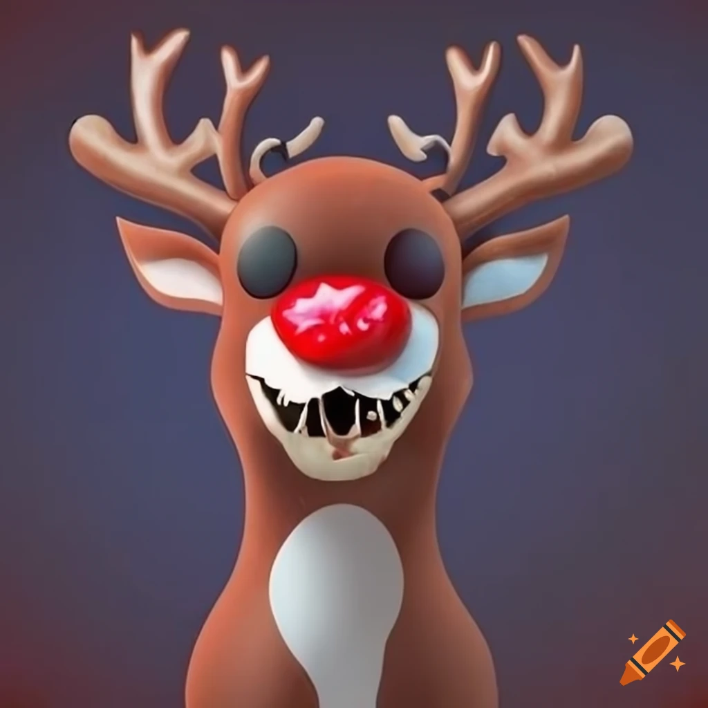 Surrealist depiction of evil rudolph on Craiyon
