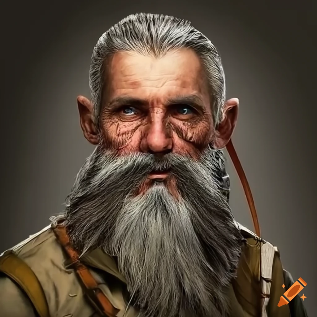 Portrait of a rugged ranger with a bow on Craiyon