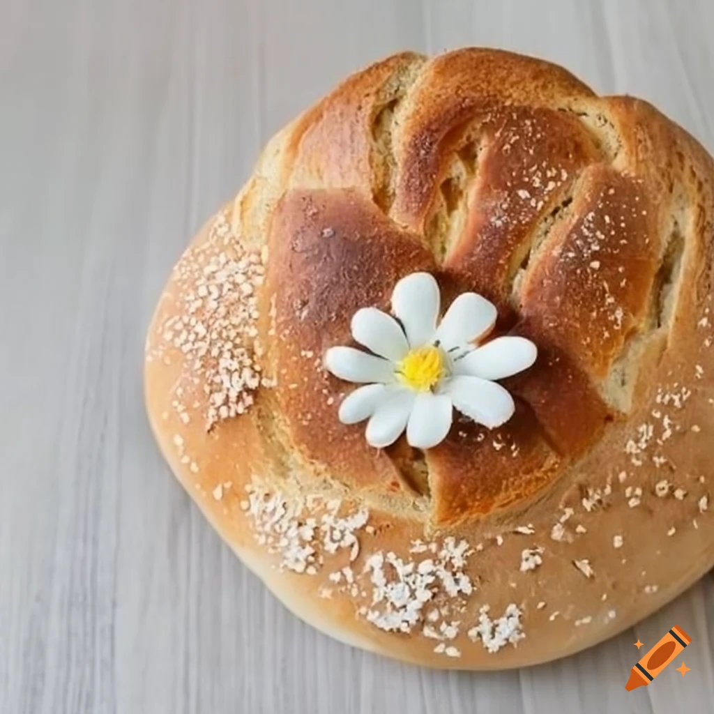 Minimalist flower design on bread