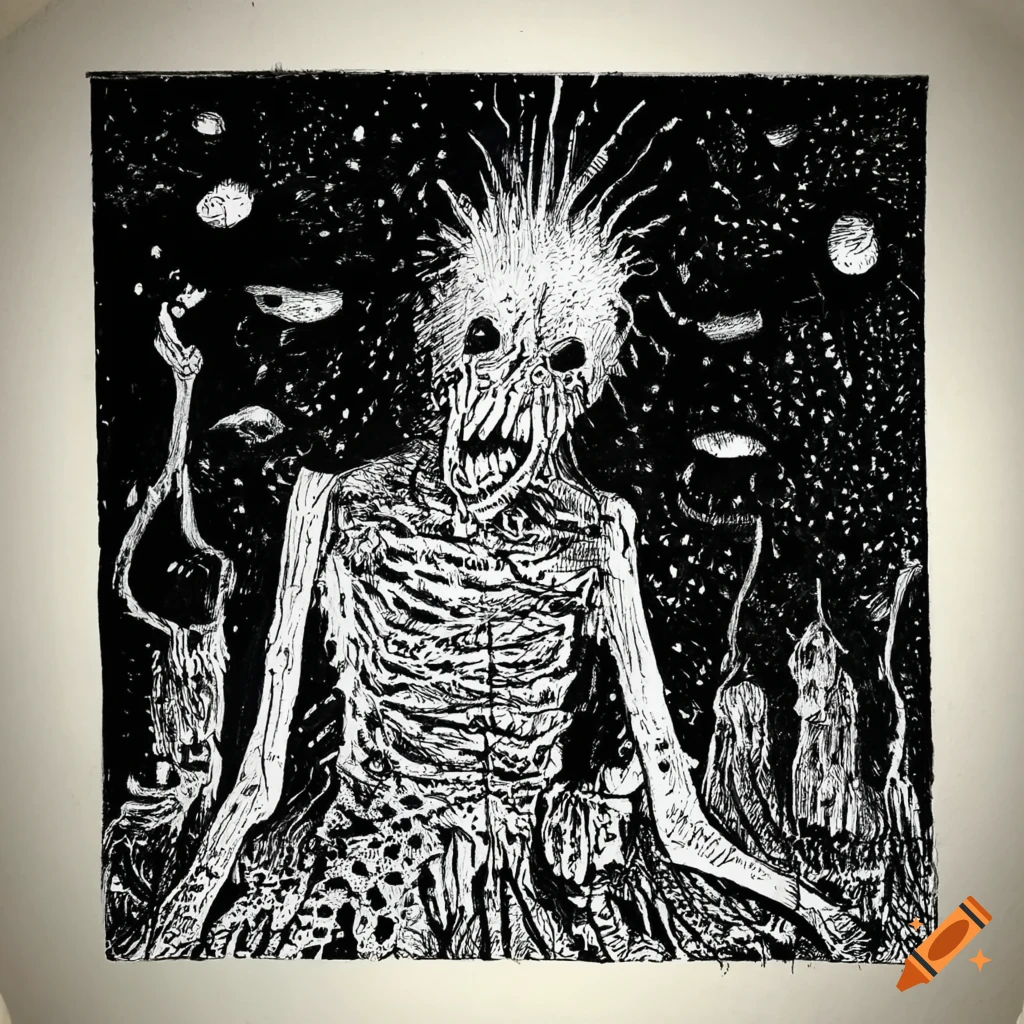 Ink art in the style of basil wolverton on Craiyon