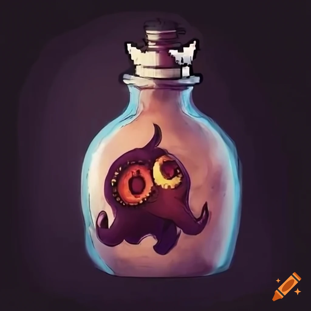 Unique poison and ghost type pokémon inspired by vintage bottles