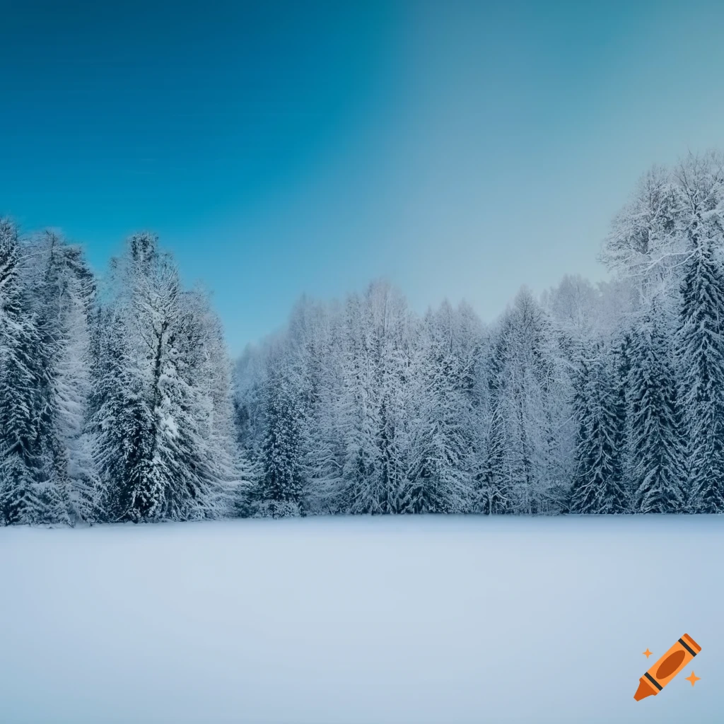 Snowy forest at sunset on Craiyon