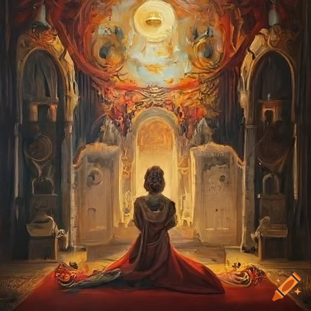 Oil painting of a Holy Ritual in a Fantasy setting on Craiyon