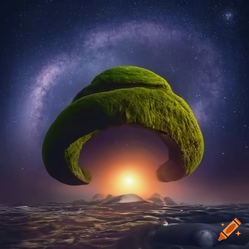 Floating stone structure over a fantasy town