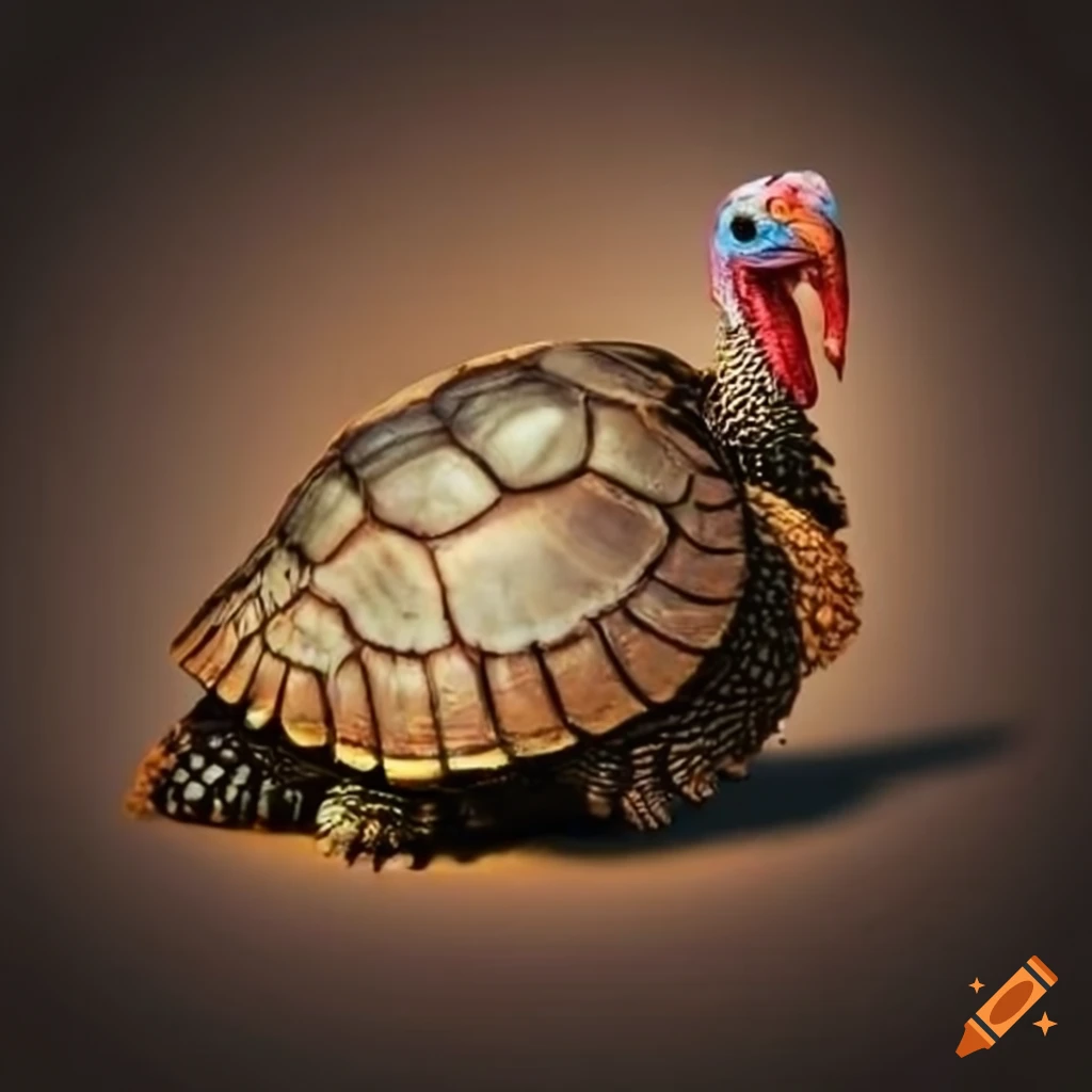Picture of a turkey wearing a turtle shell on Craiyon