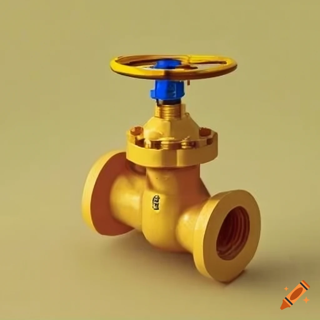 Yellow gate valve with a unique design on Craiyon