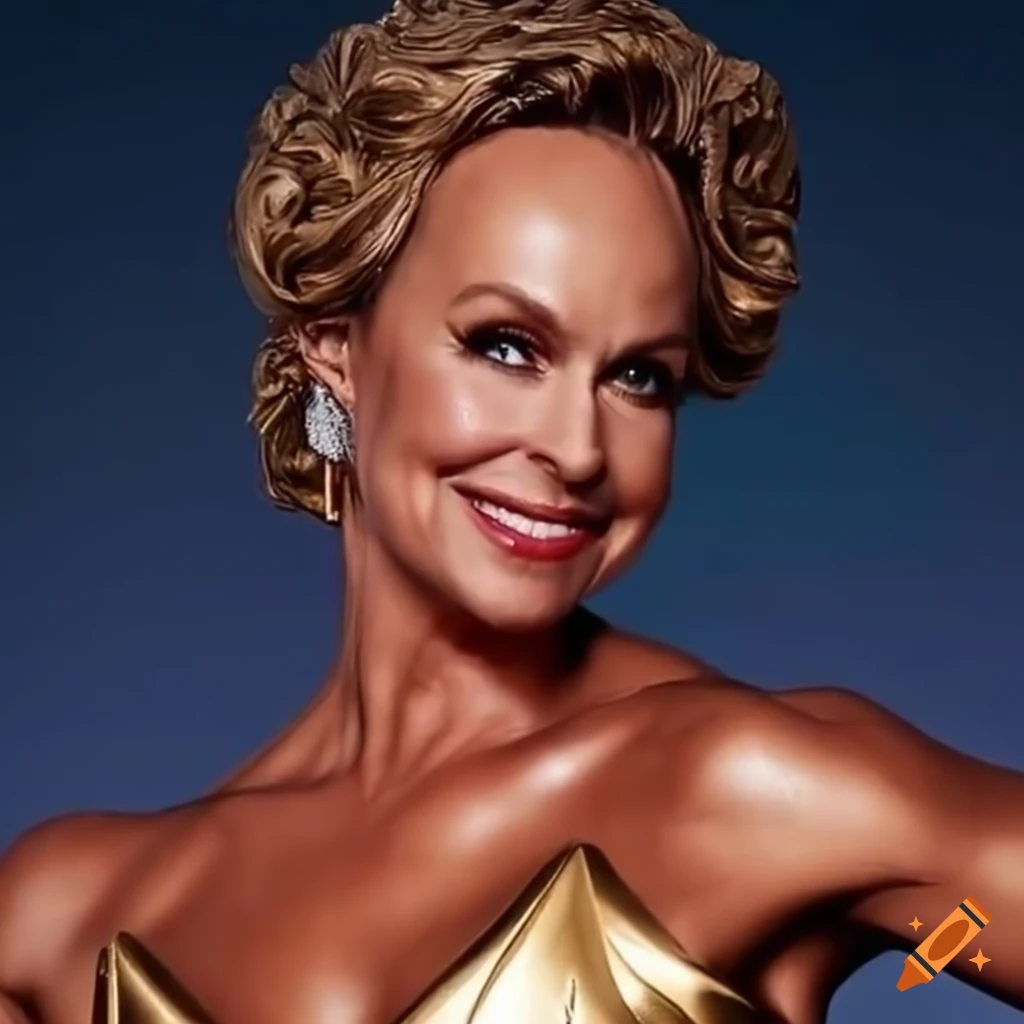 Sculpture of a female bodybuilder turned into gold on Craiyon