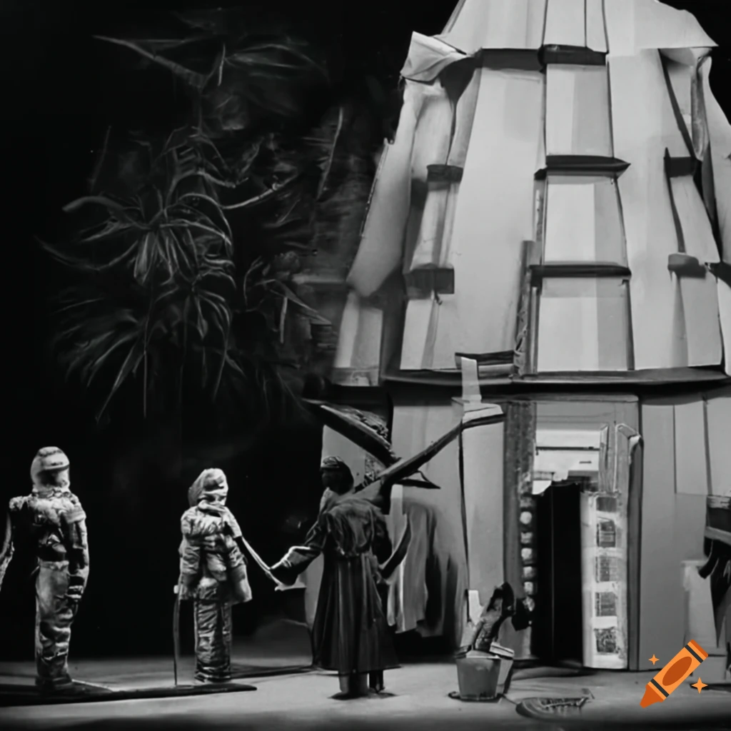 Doctor Who TV set with jungle and crashed space probe on Craiyon