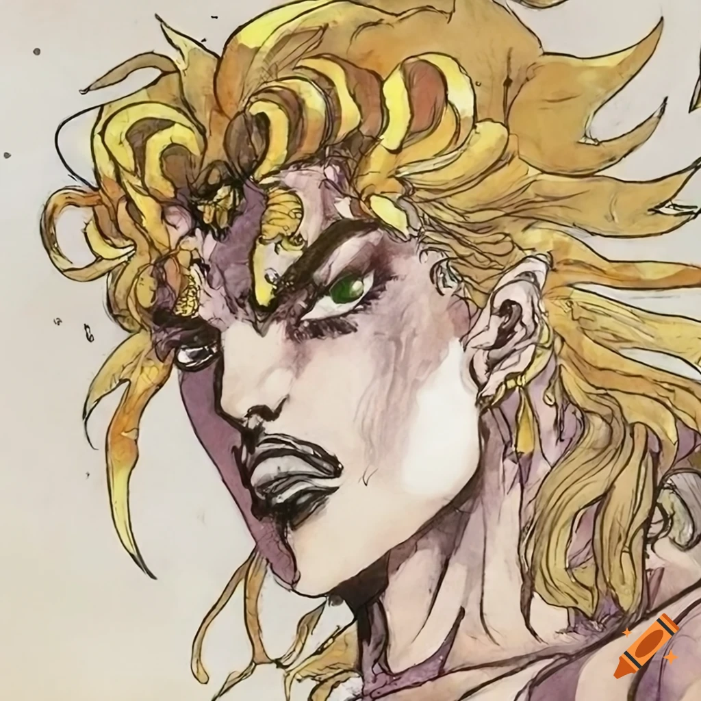 Ink and watercolor artwork of dio brando from final fantasy on Craiyon