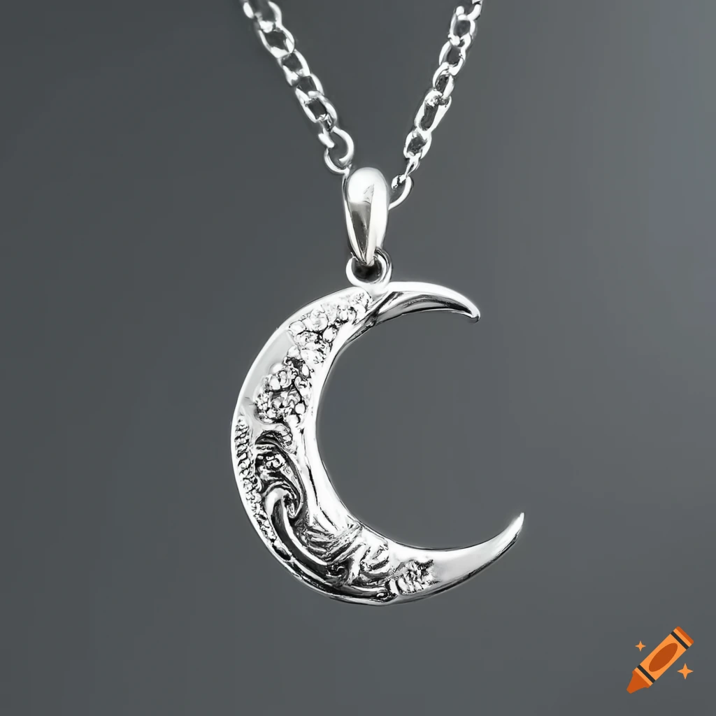 Silver pendant featuring a crescent moon design
