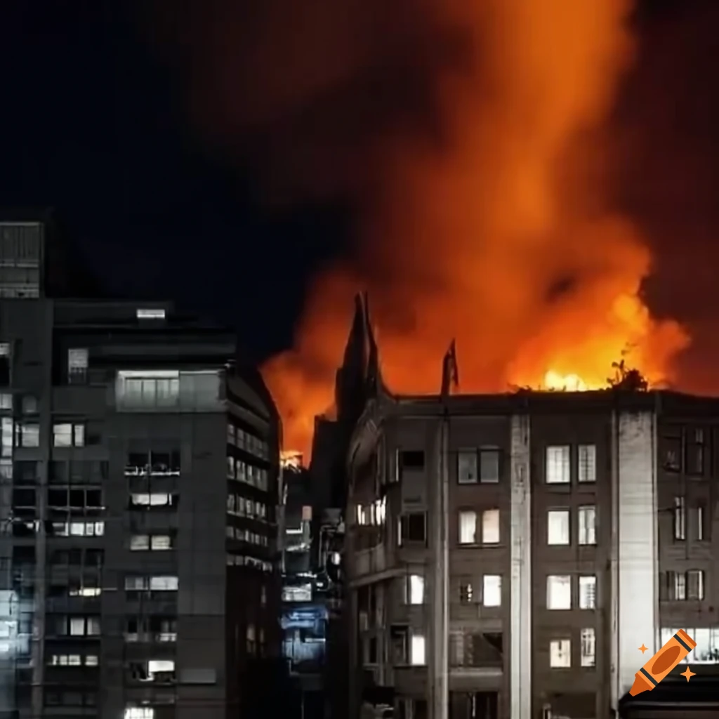 Building on fire on Craiyon