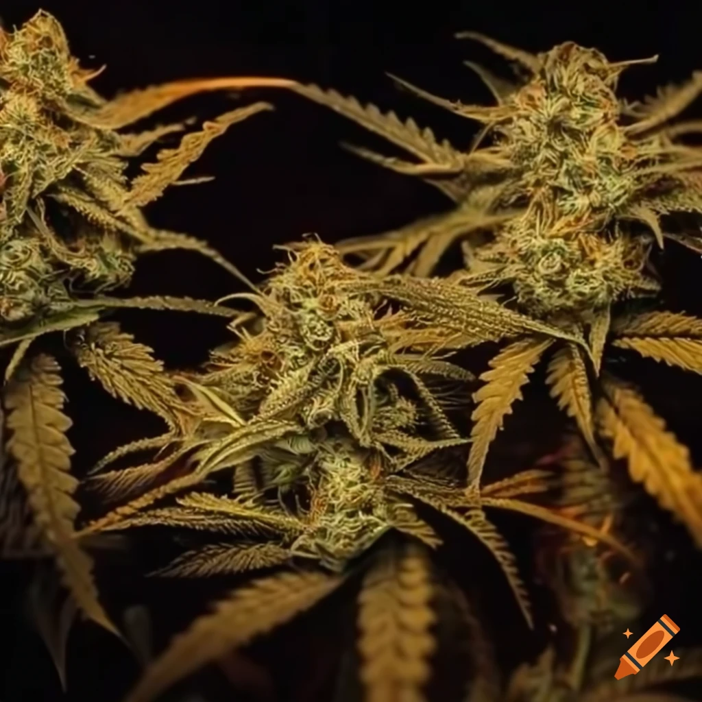 Detailed shot of a well-cured cannabis bud on Craiyon