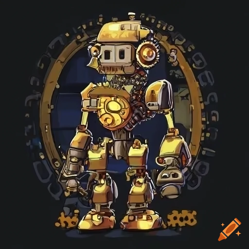 Anime-style steampunk robot character