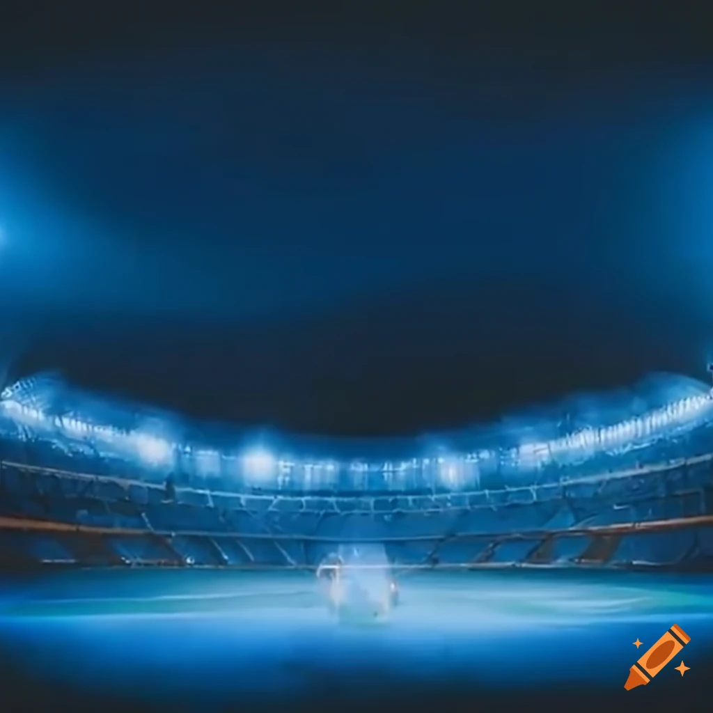 Football match in a foggy blue stadium