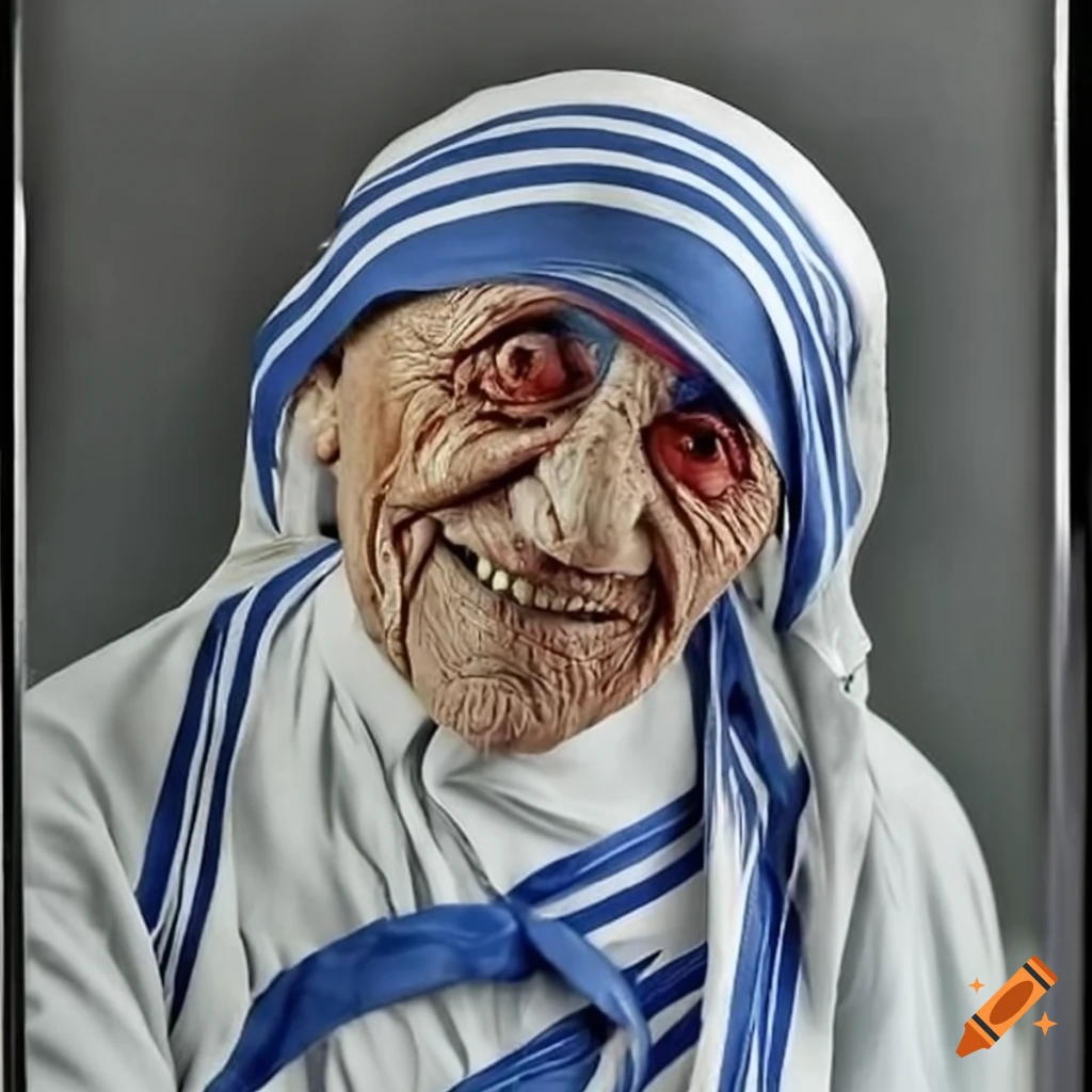 Portrait of mother teresa with intense expression on Craiyon