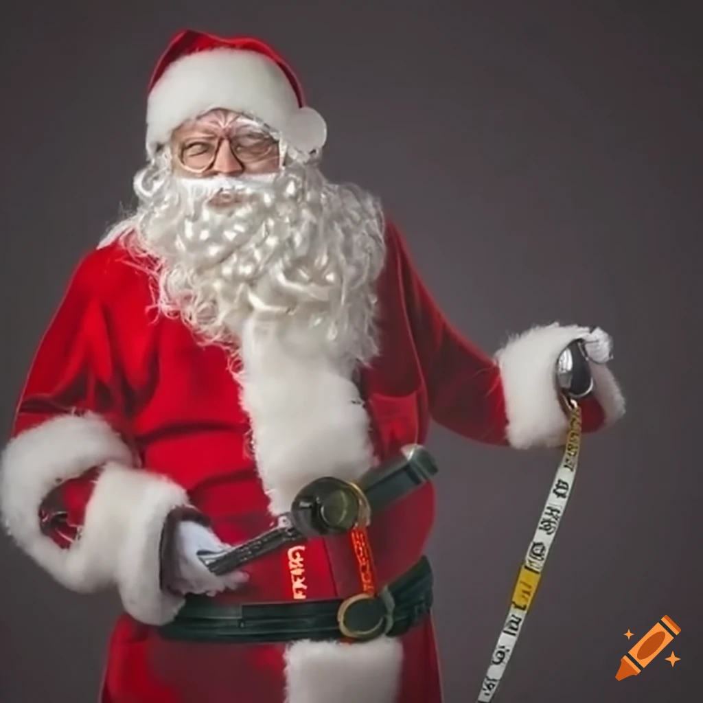 Santa claus with surveying tools and measuring tape on Craiyon