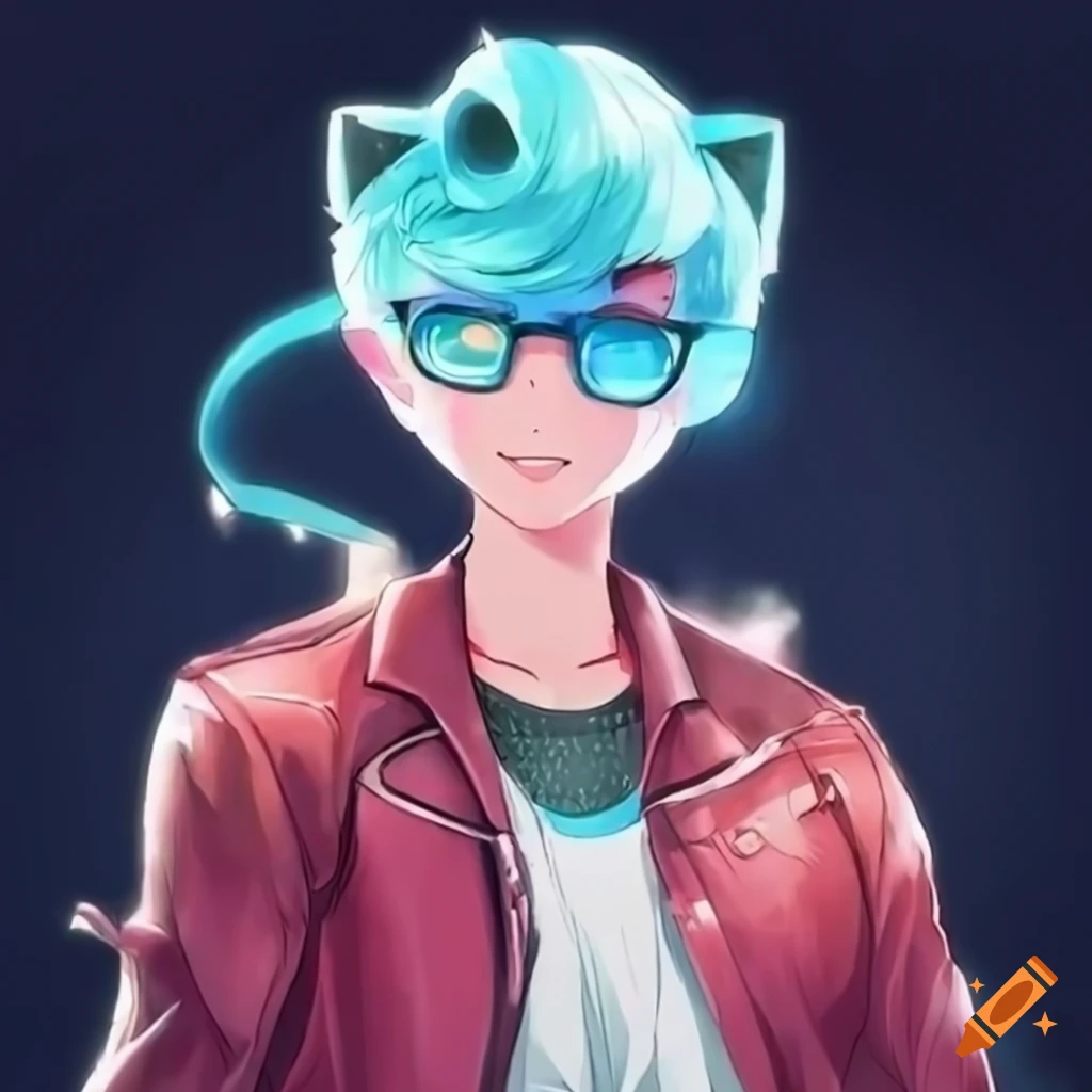 Anime character with cyan catboy pilot attire and ukranian flag ...