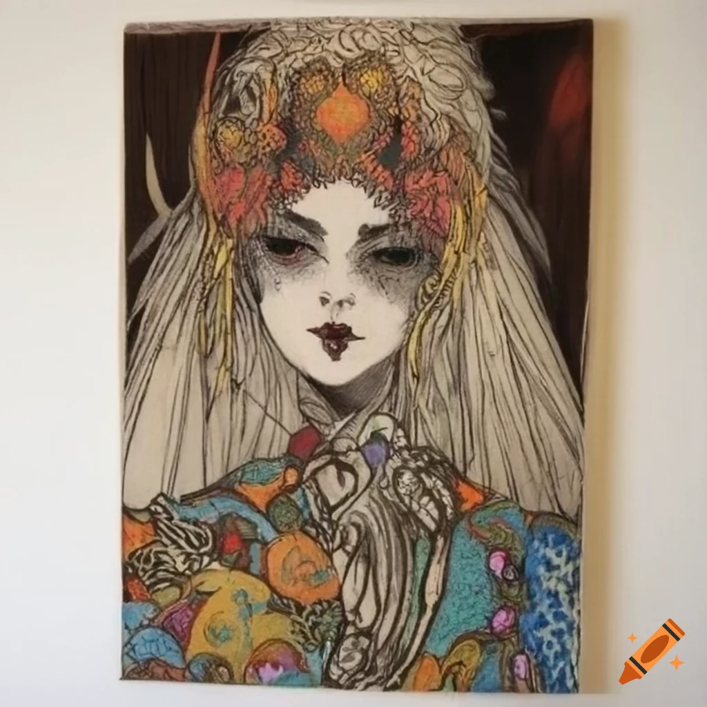 Portrait of yoshitaka amano anime e.sotoko fashion drawing on Craiyon