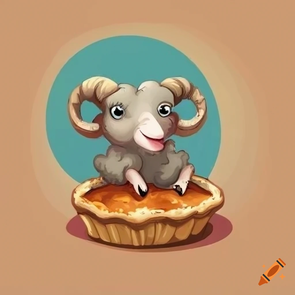 Cartoon ram with a smile and stars on Craiyon