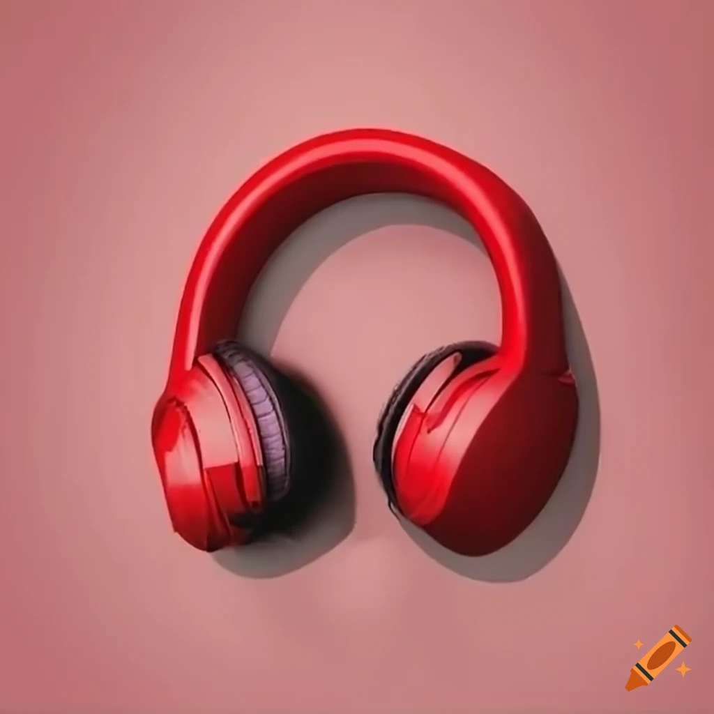 Red headphones resting against a wall on Craiyon
