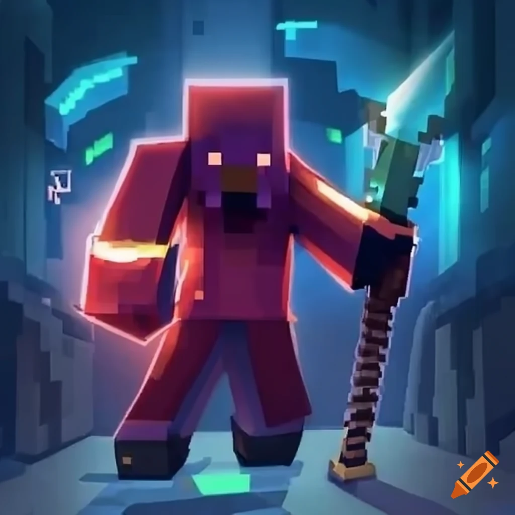 Epic minecraft fight on Craiyon