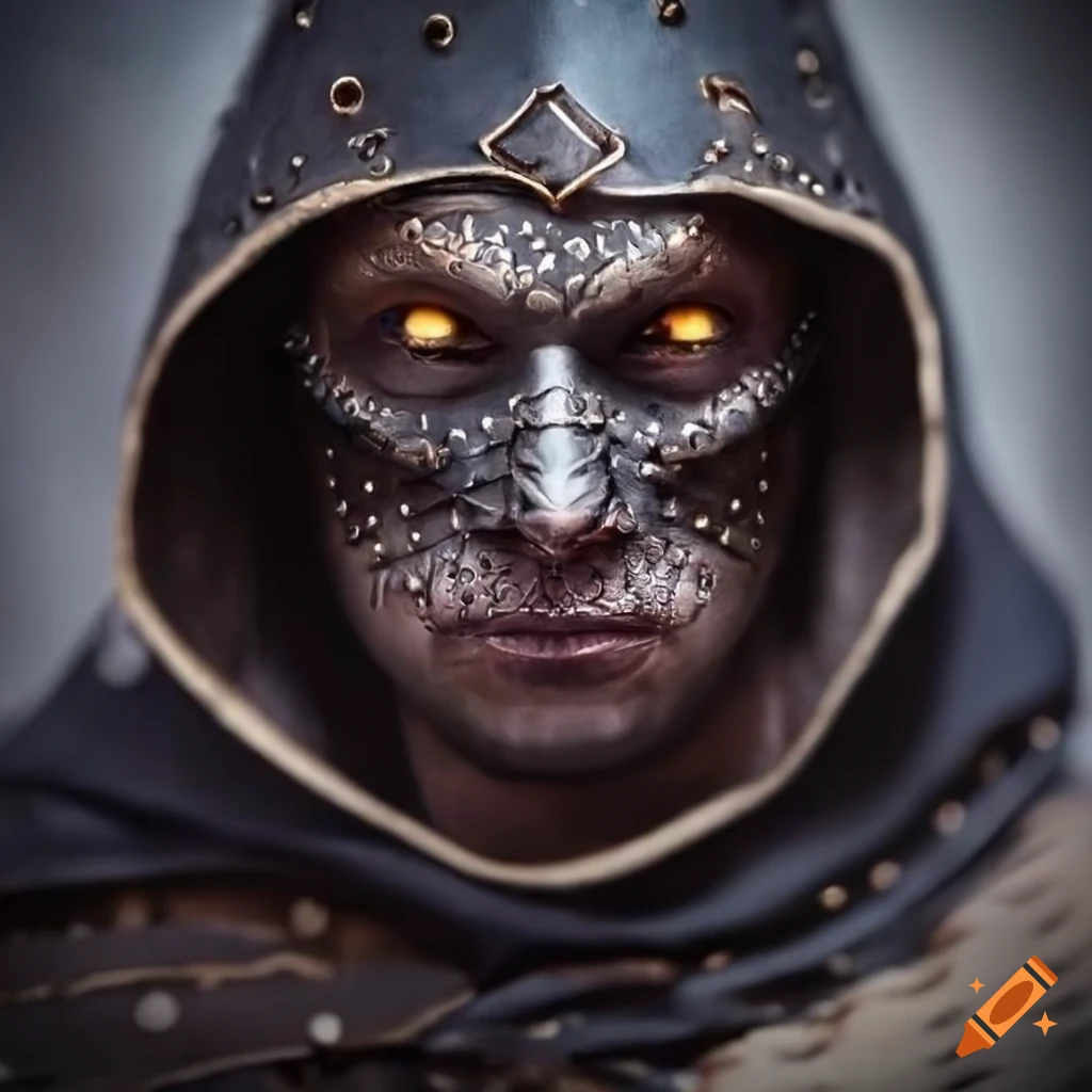 Fantasy illustration of an evil king in black studded leather armor on ...