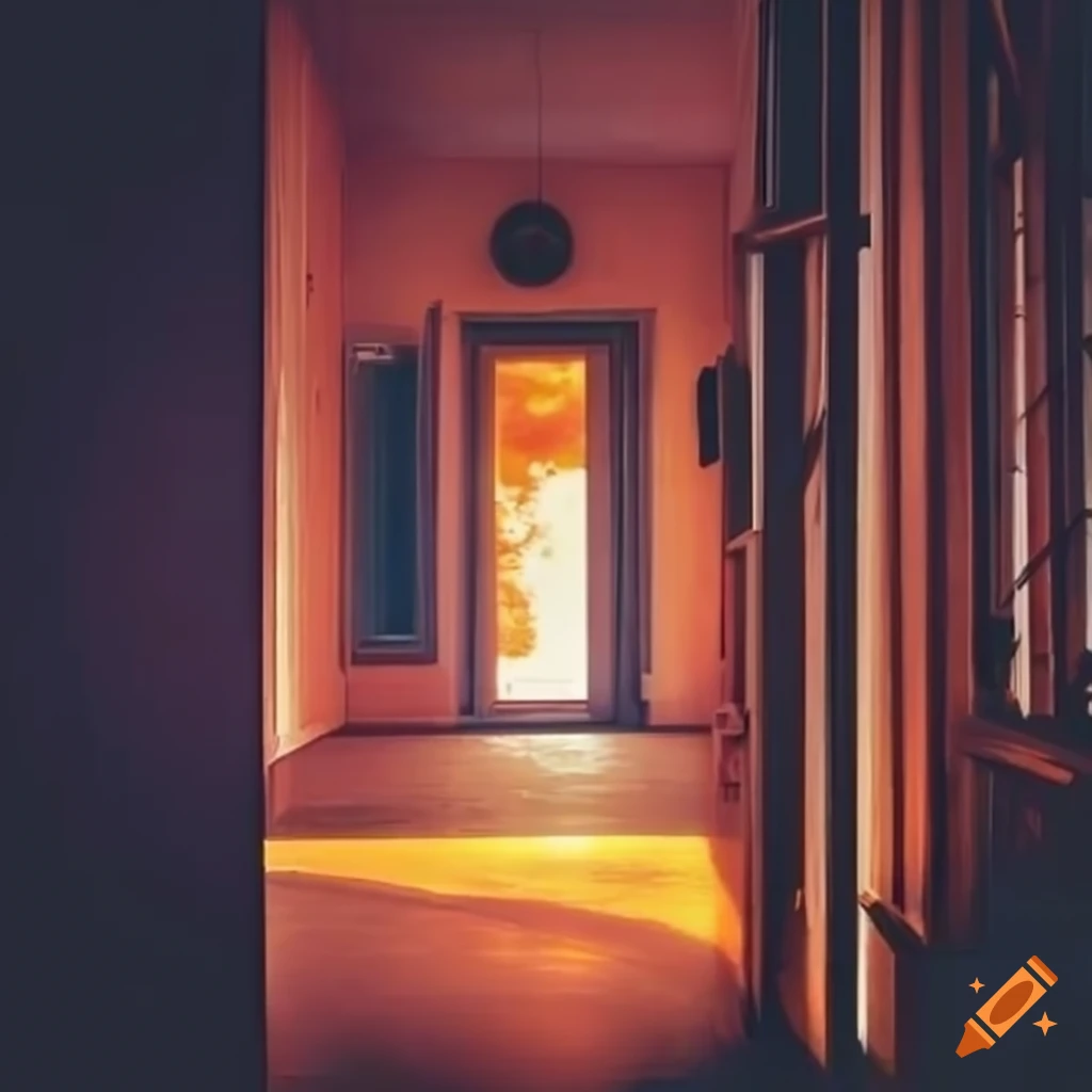 Dog Sitting In A Doorway With Sunset In The Background dog-sitting-in-a-doorway-with-sunset-in-the-background