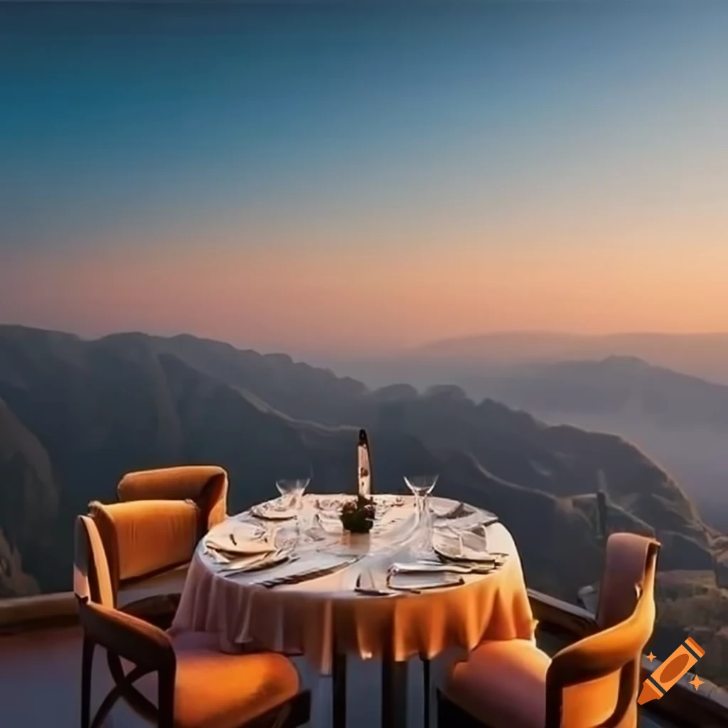 Elegant restaurant with breathtaking hillside views