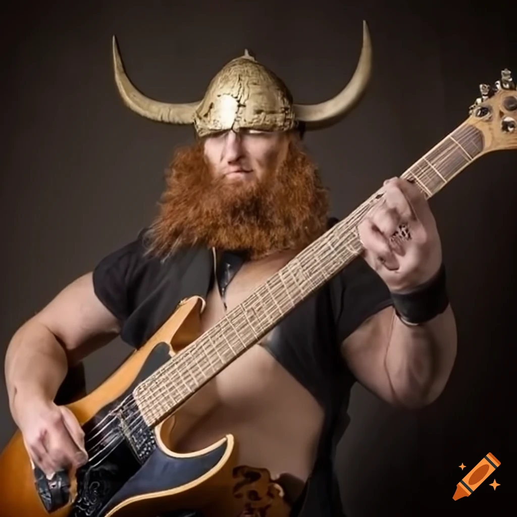 Medieval knight playing an electric guitar on Craiyon