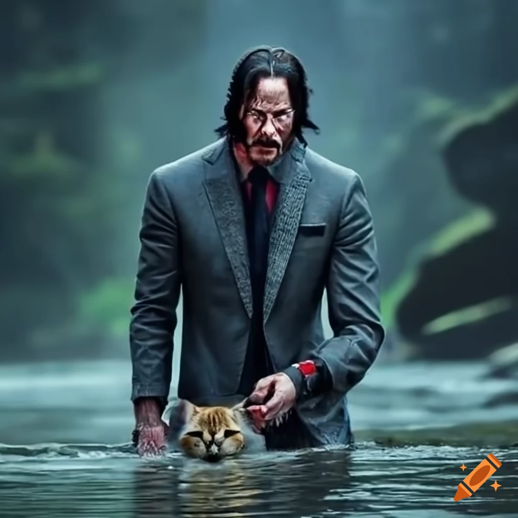 John wick riding a giant cat on Craiyon