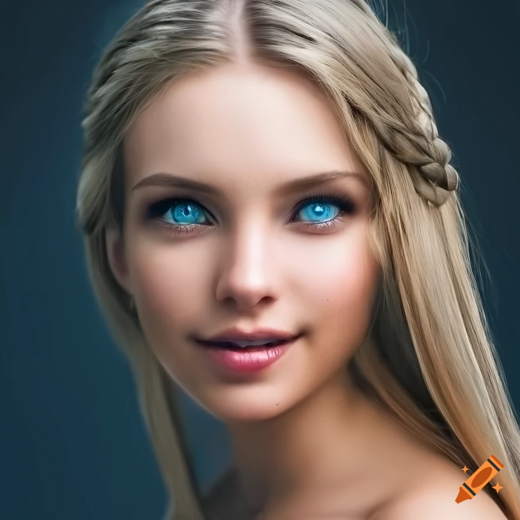 Portrait Of A Beautiful Young Woman With Braided Blonde Hair On Craiyon