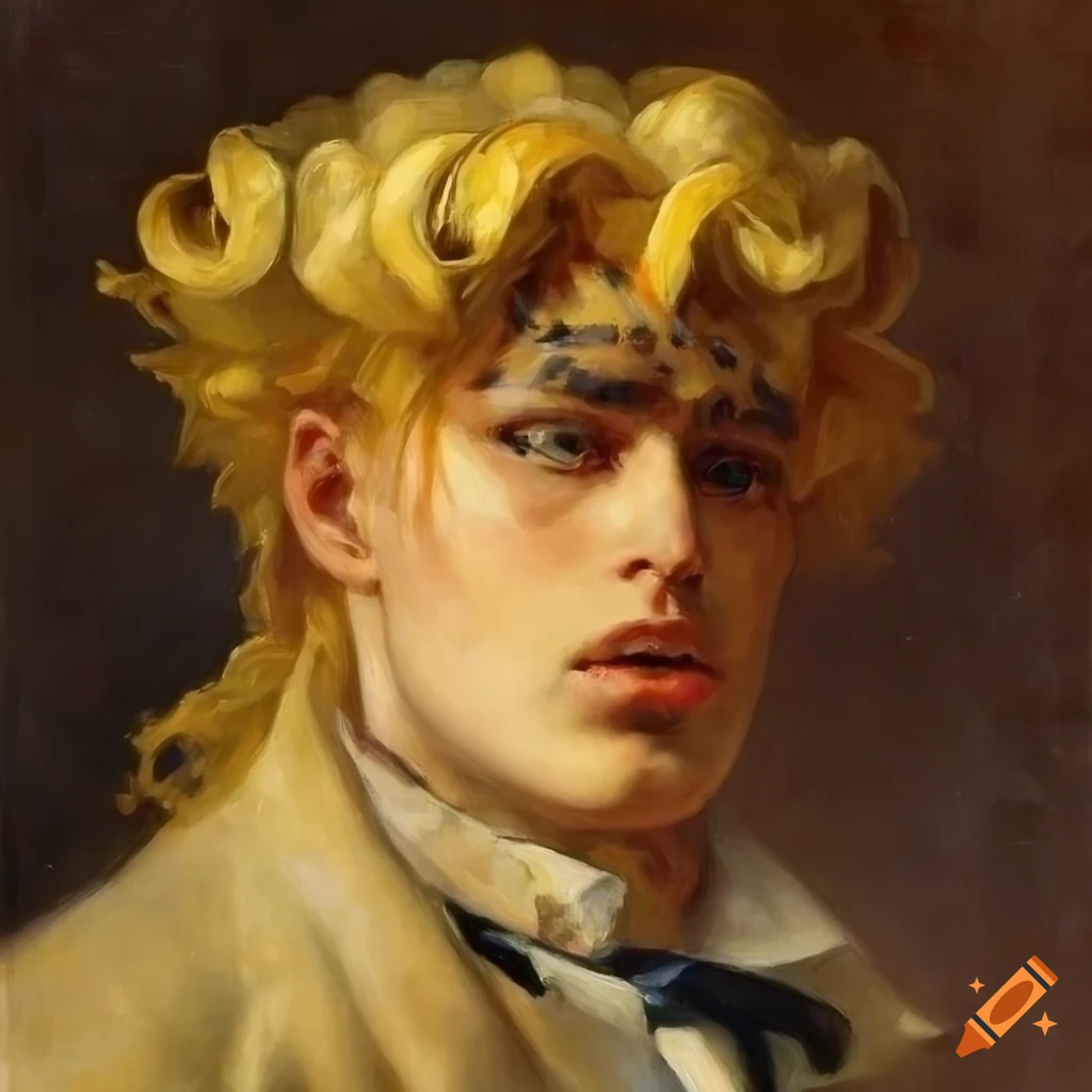 Realistic oil painting of dio brando on Craiyon