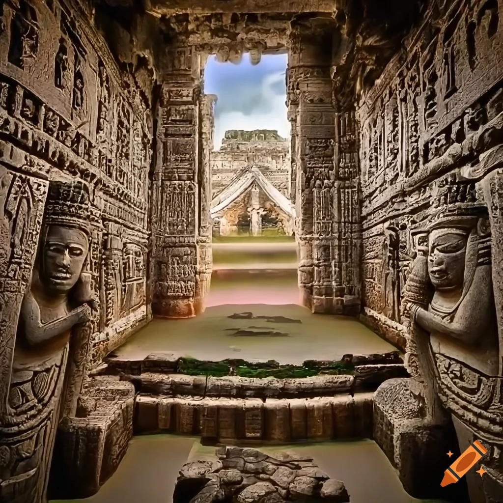 Intricate stone carving of a bull and an elephant blended into one in ...