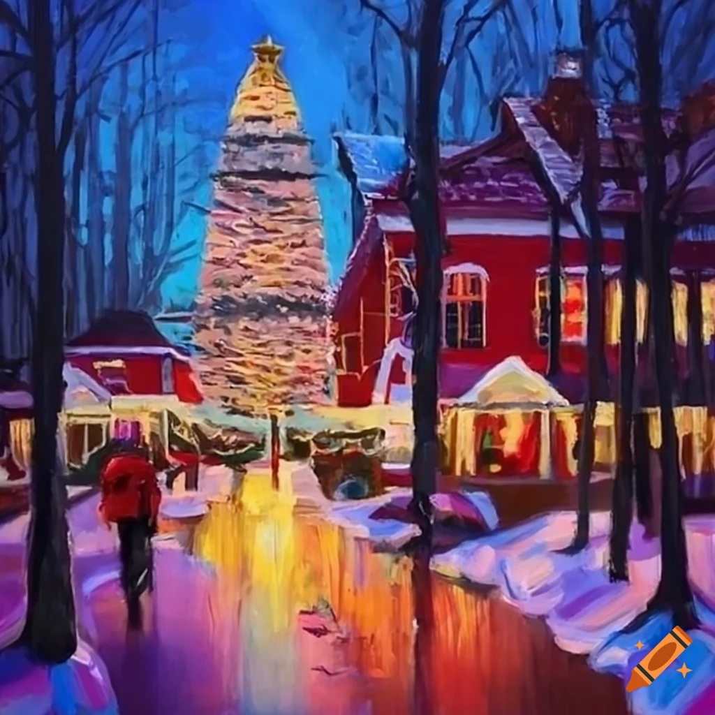 Calm christmas painting in michigan on Craiyon