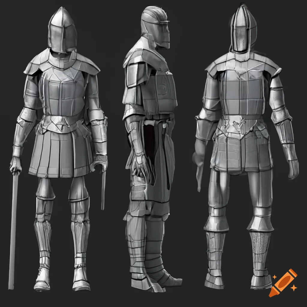 Low poly 3d art of an epic medieval knight in t pose on Craiyon
