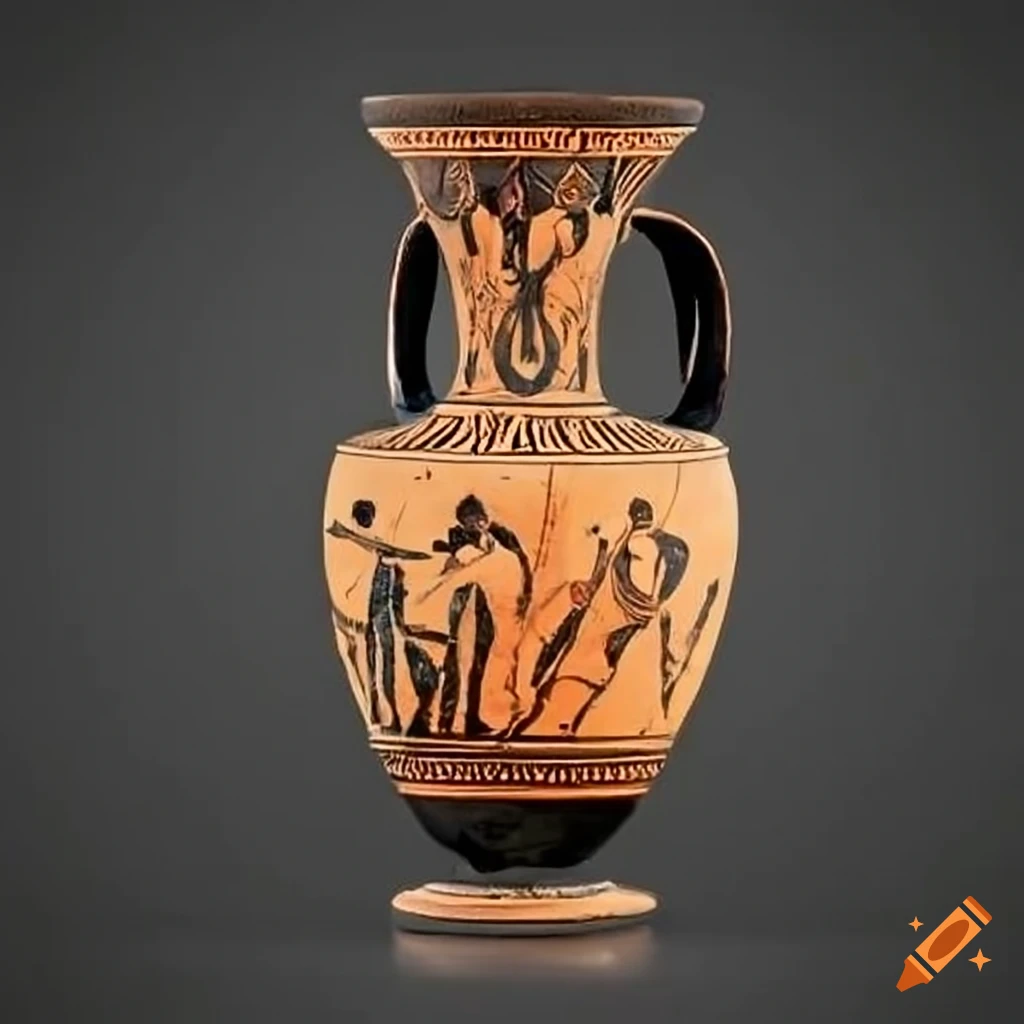 Detailed depiction of greek soldiers on pottery on Craiyon