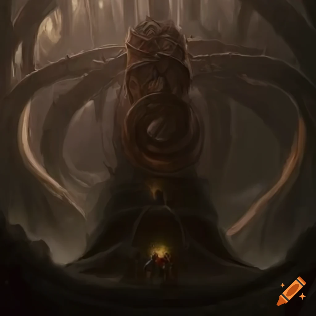 Detailed painting of an eternity engine in a cavern