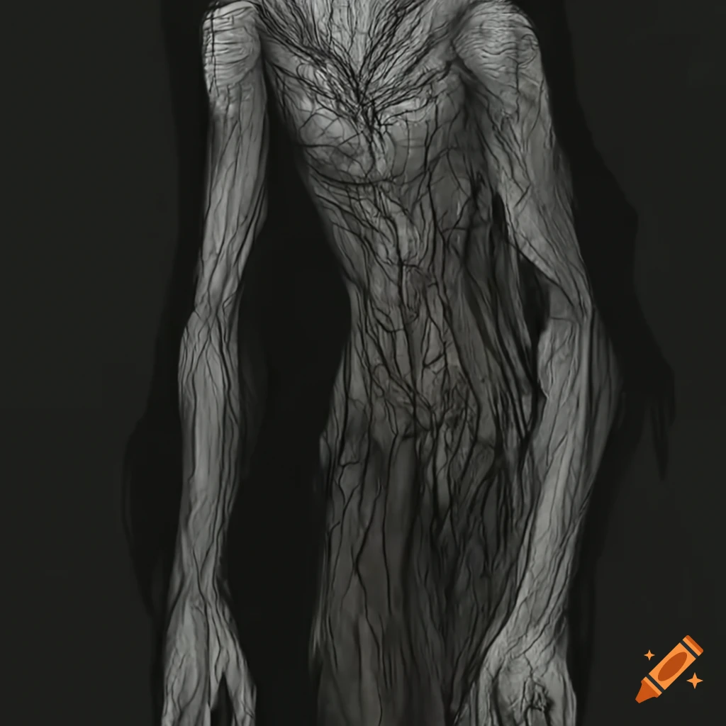 Digital art of a spooky creature with TV static skin on Craiyon