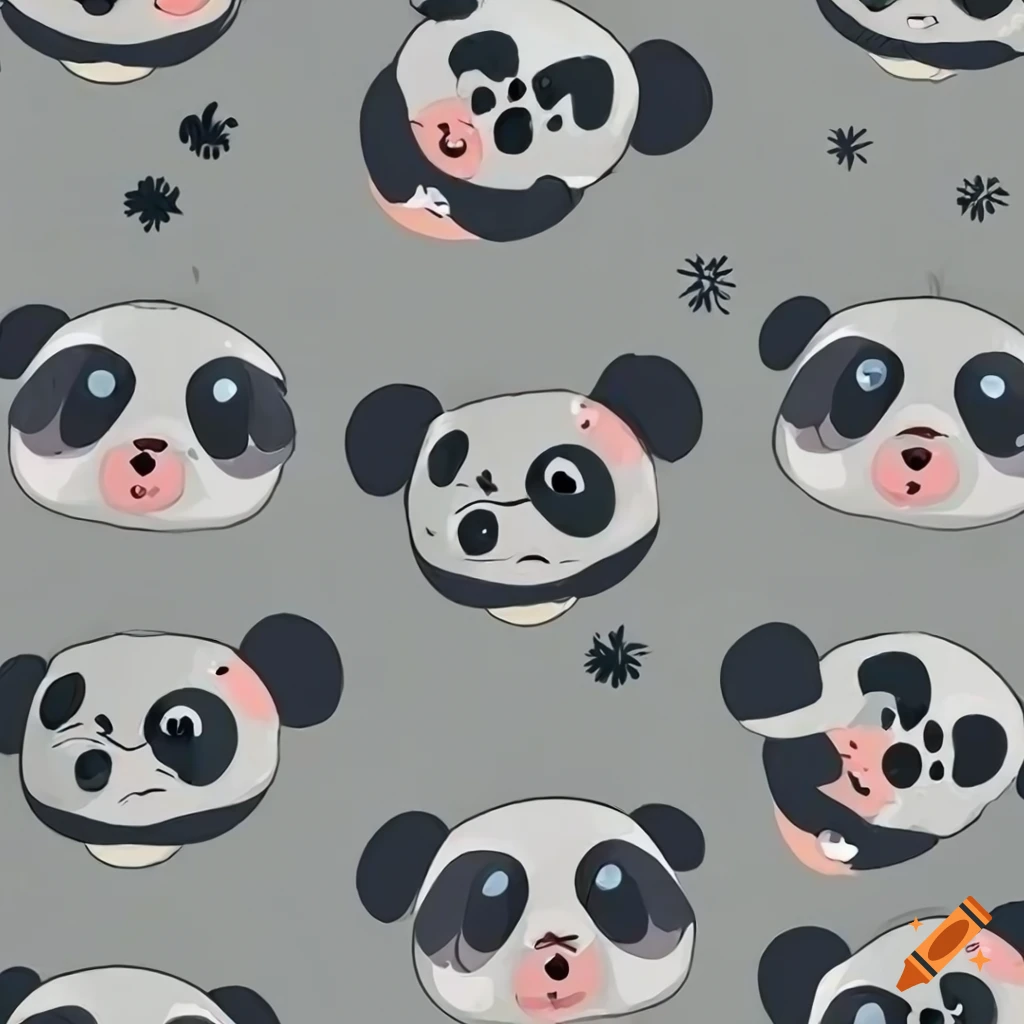 Grey pandas pattern on Craiyon