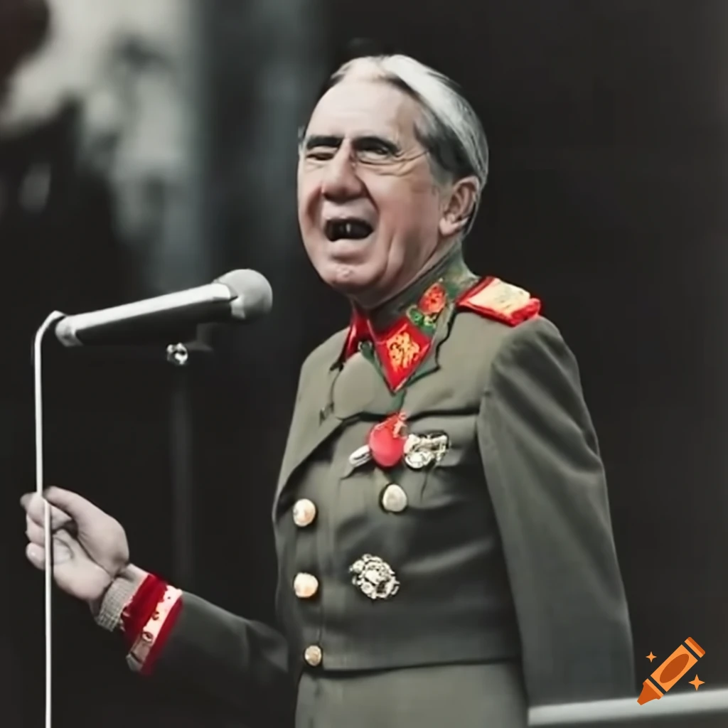 Augusto pinochet singing in a concert on Craiyon