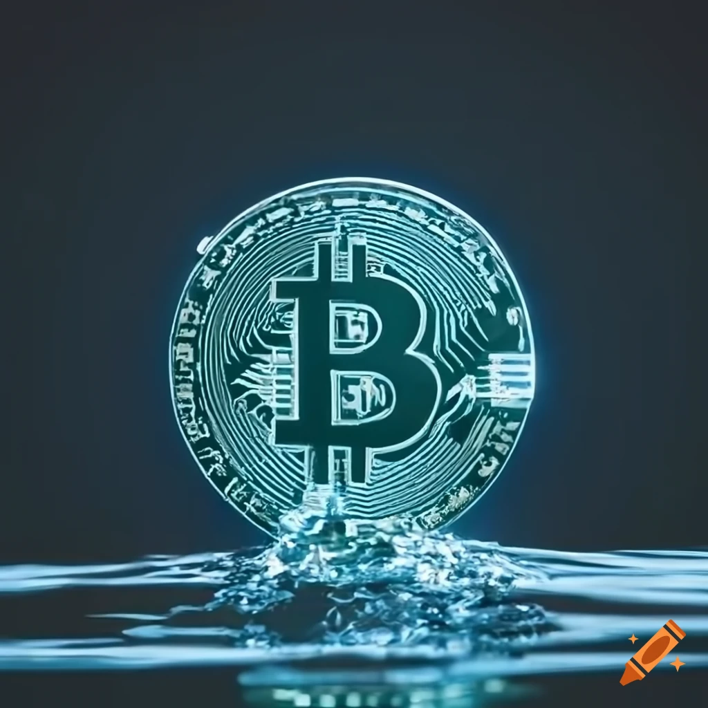 Bitcoin logo reflected in water on Craiyon