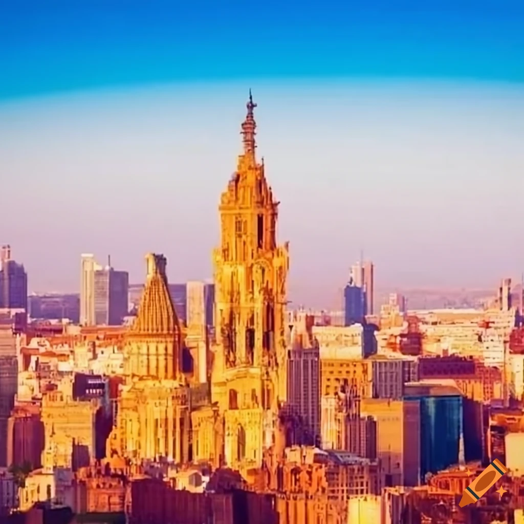 Cityscape of valencia and new york city