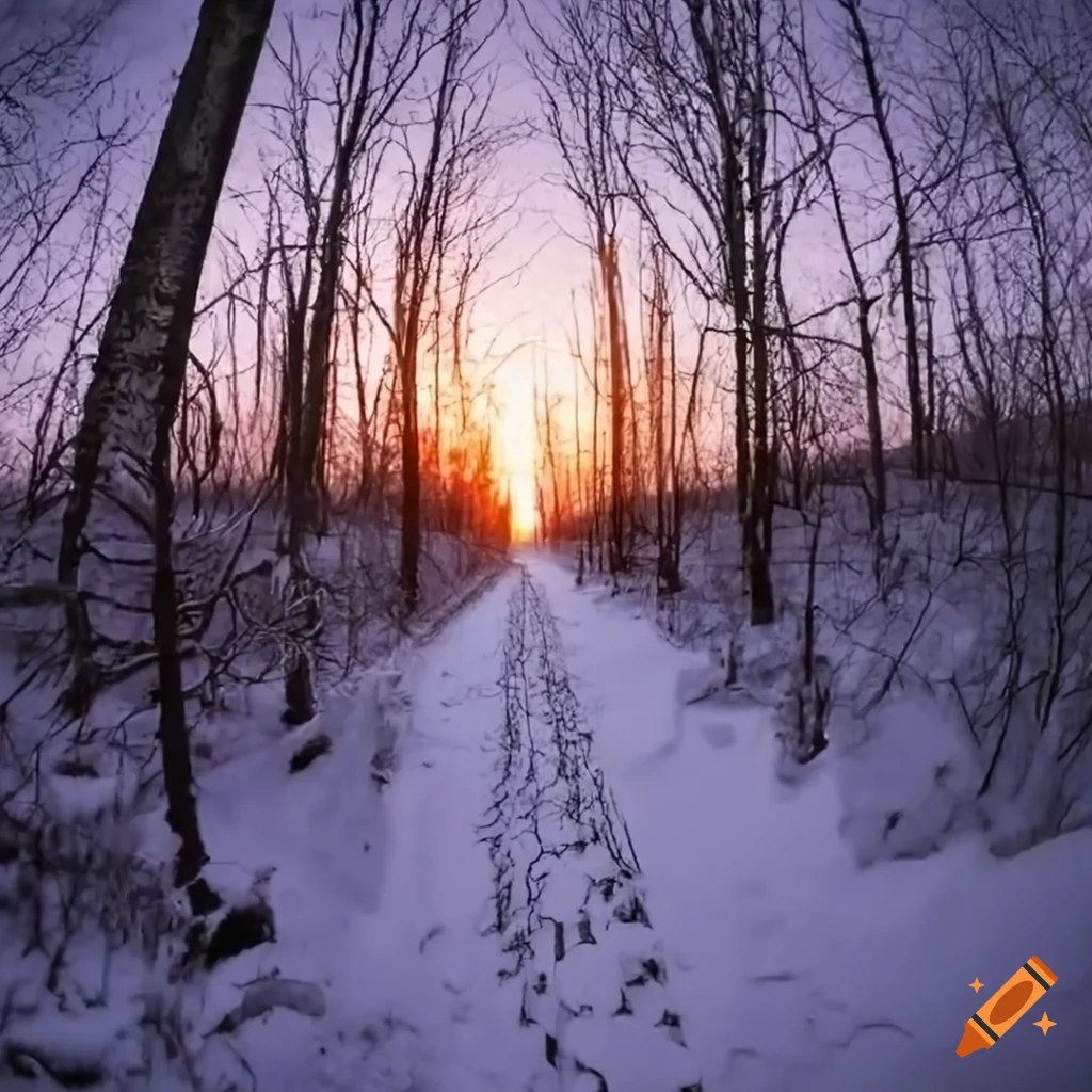 Sunset in a cemetery during winter on Craiyon